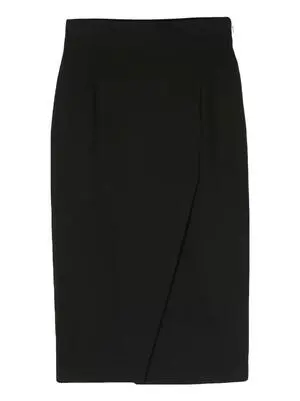 Moschino Front Slit Crepe Midi Skirt - Black