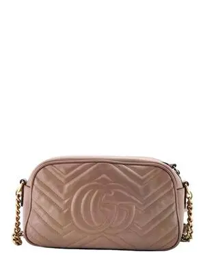Gucci Gg Marmont Shoulder Bag Matelasse Leather Small Crossbody Bag - Neutrals