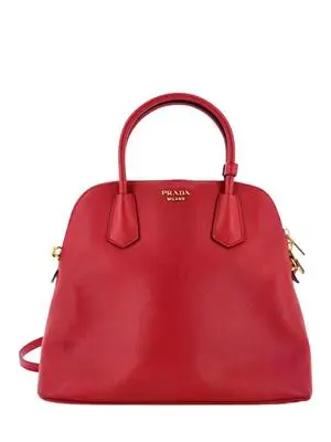 Prada Convertible Dome Saffiano Leather Large Satchel - Red