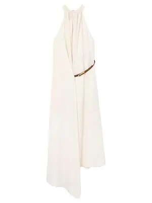 REISS Evie Gathered Half-belt Woven Maxi Dress - Ivory