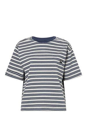 THE COUTURE CLUB Striped Cotton-jersey T-shirt - Navy