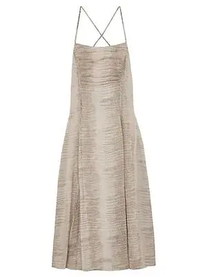 REISS Eloise Snake-print Woven Midi Dress - Neutral