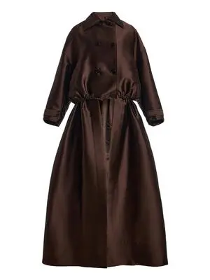 Burc Akyol Convertible Satin Bomber Coat - Brown
