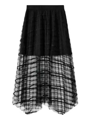 ALLSAINTS Sheer Overlay Celia Midi Skirt - Black