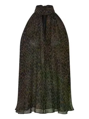ROTATE BY BIRGER CHRISTENSEN Leopard-print Halterneck Top - Brown
