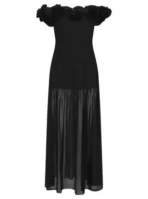ROTATE BY BIRGER CHRISTENSEN Crepe Maxi Flower Dress - Black