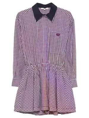Maje Checked Cotton Mini Dress - Red