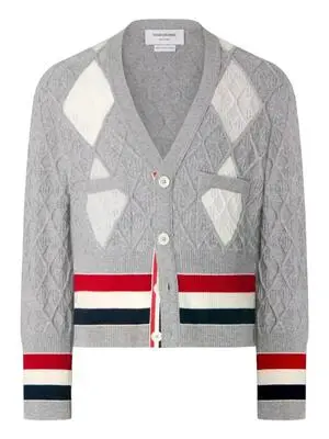 Thom Browne Argyle Intarsia Cardigan - Grey