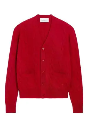 AMI Paris Cable Wool Cardigan - Red