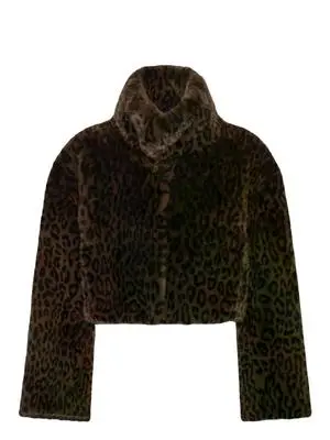 ROTATE BY BIRGER CHRISTENSEN Faux-fur Crop Jacket - Brown