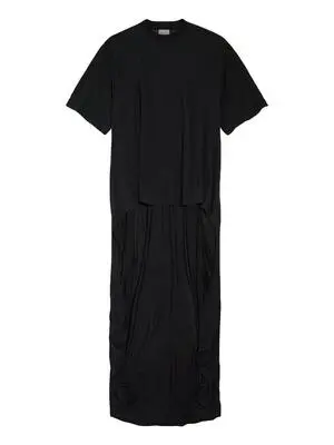 Balenciaga Cotton-blend High-low Train T-shirt - Black