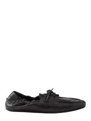 Prada Antiqued Leather Shuffle Loafers - Black
