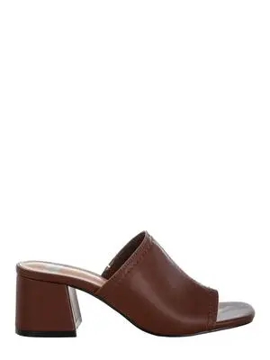 RAG & CO Wuling Slip-on Soft Leather Heels In By - Brown