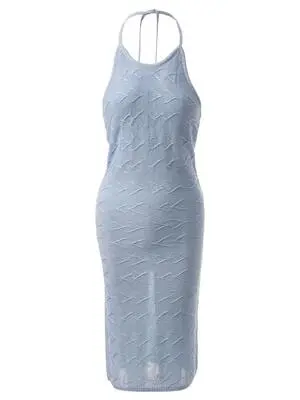 FULLY FASHIONING Cassie Jacquard Knit Halter Dress - Blue