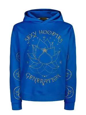 MIRACLES MANIFESTER Love Affirmation Embroidered Hoodie - Blue