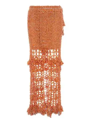 ANDREEVA Chrysanthemum Handmade Crochet Skirt - Orange