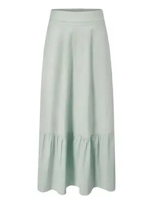 SMART AND JOY Cotton Midi Skirt With Ruffles - Green