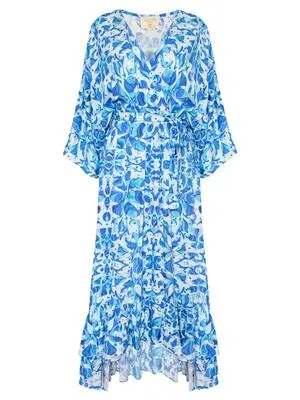 SOPHIA ALEXIA Greek Goddess Mozambique Midaxi Dress - Blue