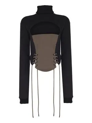 NO'DESIGN Corset Detail Khaki Sweatshirt - Green