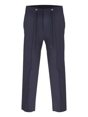 DAVID WEJ Ashford Plain Loose Fit Drawstrings Trouser – Navy - Blue
