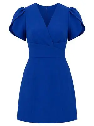 GIRL IN MIND Bridget Twist Font Split Arm Mini Dress Cobalt - Blue