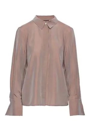 ETERNOIR Eternoir Bronze Glow Silk Shirt Brown