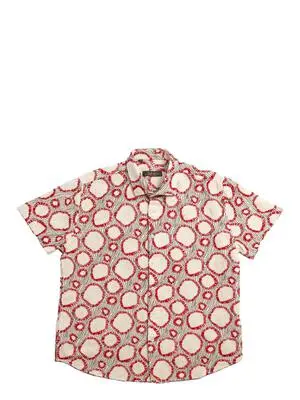 EIGHT X Neutrals / Woven Trace Artisan Short Sleeve Button Up Shirt - Red
