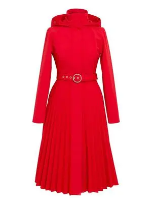 RAINSISTERS Fit & Flare A-line Coat With Pleated Skirt: Scarlet Waltz - Red