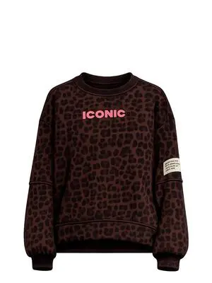 TANTRA SPAIN SL Animal Print Sweatshirt With Iconic Text In Fluorescent Colors Beige - Brown