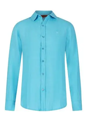 MAISON TANGERINE Aqua Linen Shirt For - Blue