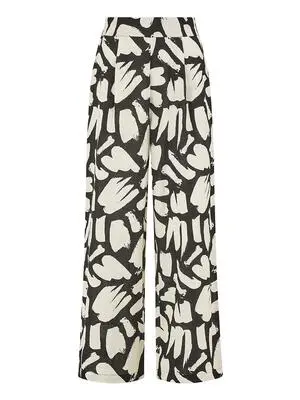 YUMI Cotton Splash Print Relaxed Fit Trousers - Black