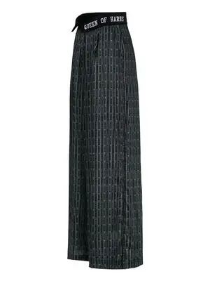 VAZAF Monogram Stripe Wide-leg Trousers - Black