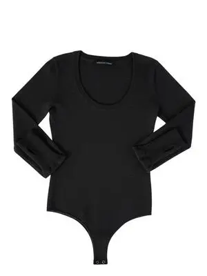 CIRCULAR PATH U Neck Long Sleeve Bodysuit - - Tall Black