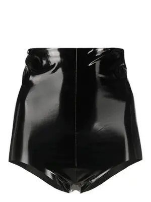 LIA ARAM High-waisted Faux-leather Shorts - Black