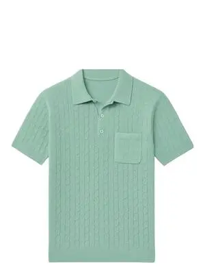 LIVE KOLIBRI Resort Wear Cashmere Feel Polo Shirt - Blue