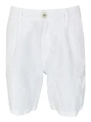 Haris Cotton Linen Cargo Bermuda - White
