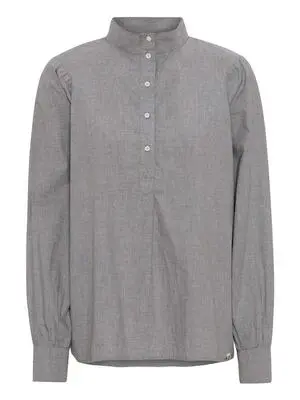 GROBUND The Sonja Shirt The One With A High Collar In Gray Mélange - Grey