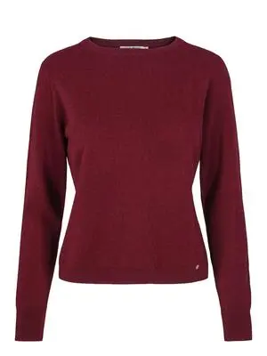 TIRILLM Sasha Basic Cashmere Pullover With Round Neck, Deep Burgundy - Red