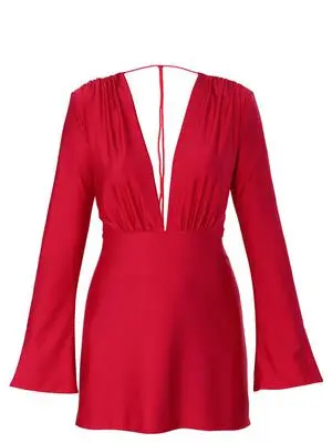 AGGI BY HALEWSKI Julietta Mini Dress With Fla Sleeves - Red
