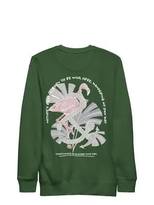 ANCHOR & CREW Forest Flamingo Another Good Day Cotton Blend Sweatshirt - Green