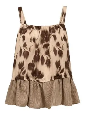 Carmen Says Bouquet Flower Print Blouse - Brown