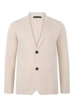 PAUL JAMES KNITWEAR Neutrals Lightweight Mercerised Cotton Giuseppe Knitted Blazer Ecru - Beige