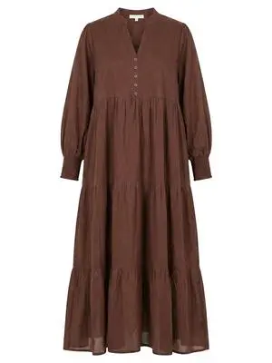 Adrift Clothing Sienna Billow Dress In Chocolate - Brown