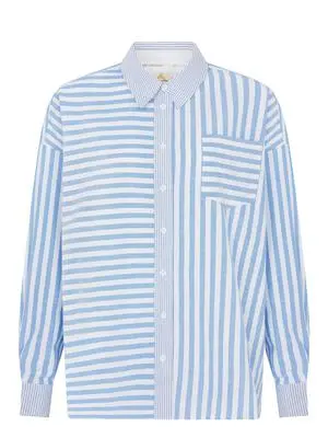 HAY LIFE Blue / White Bailey Multi Stripe Oversized Shirt - Blue/white