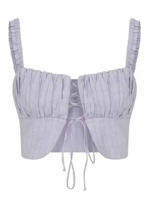 NAZLI CEREN Simon Linen Top - Blue