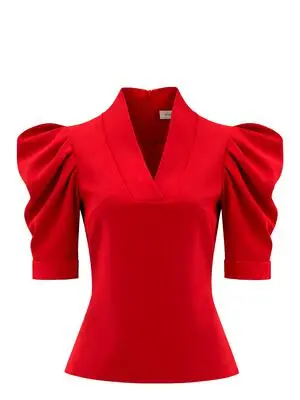 JULIA ALLERT V-neck Puff Sleeve Top - Red