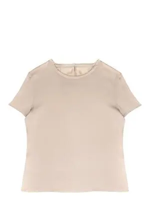 VICTORIA SLAVINSKAIA Neutrals Silk Crewneck T-shirt - Beige