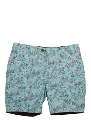 LORDS OF HARLECH Printed Flat-front Stretch Cotton Shorts - Blue