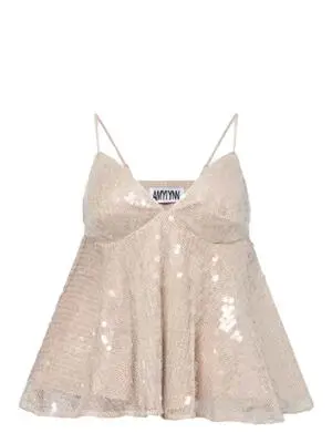 AMY LYNN Neutrals / Donatella Sequin Peplum Top - Gold