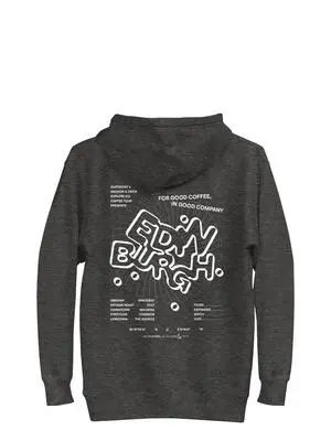 ANCHOR & CREW Gustatory Edinburgh Coffee Scene Embroidered Hoodie - Black